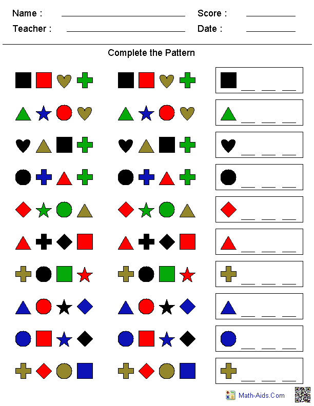 Patterns Worksheets Dynamically Created Patterns Worksheets