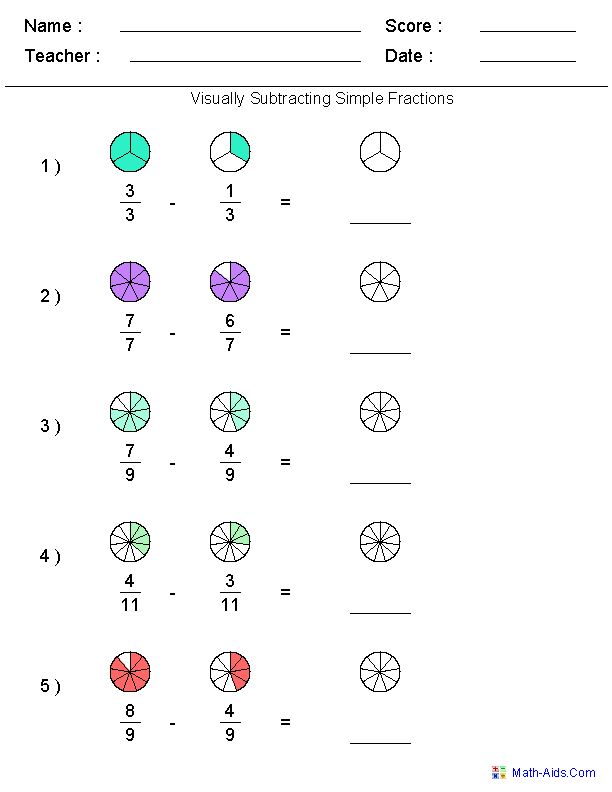 Fractions Worksheets Printable Fractions Worksheets For Teachers