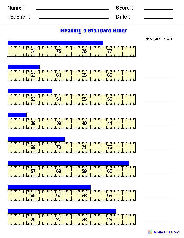 Measurement Worksheets Dynamically Created Measurement Worksheets