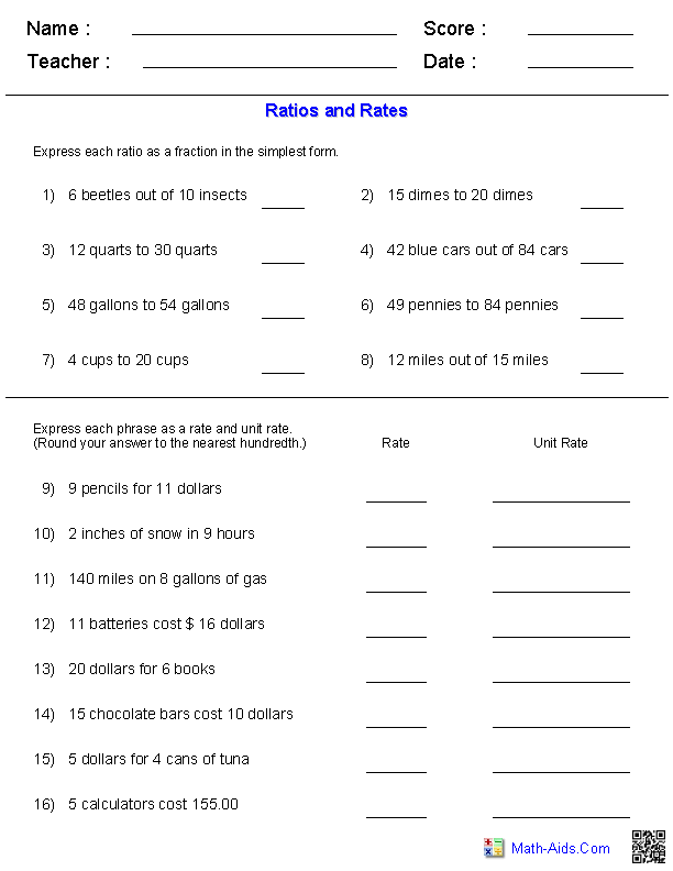 Ratio Worksheets Ratio Worksheets For Teachers