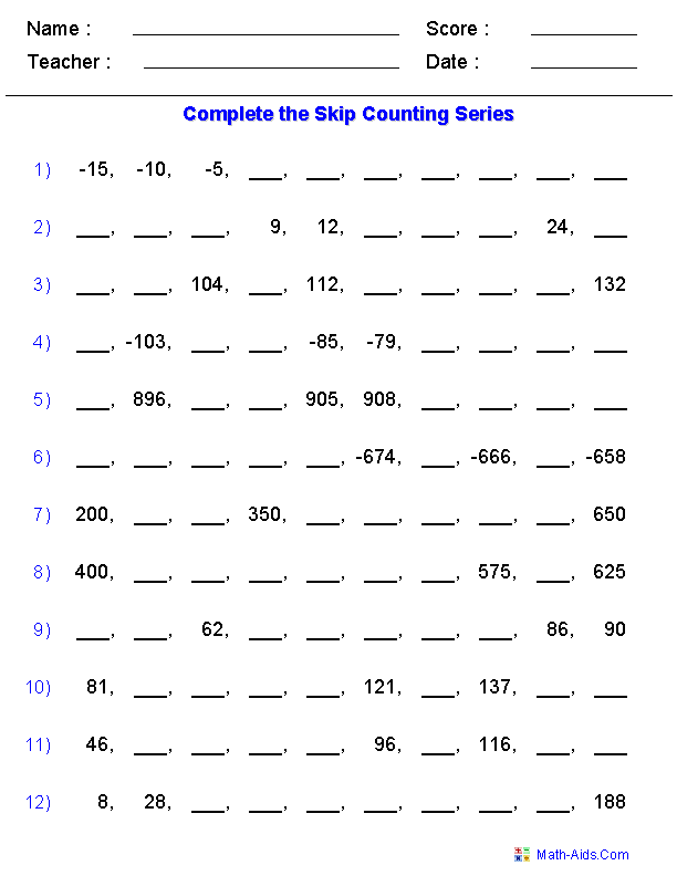 Skip Counting Worksheets Dynamically Created Skip Counting Worksheets