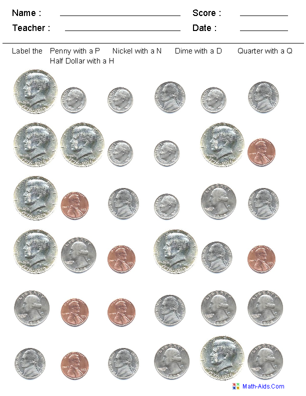 NEW WORKSHEETS FOR FIRST GRADE COUNTING COINS Worksheet