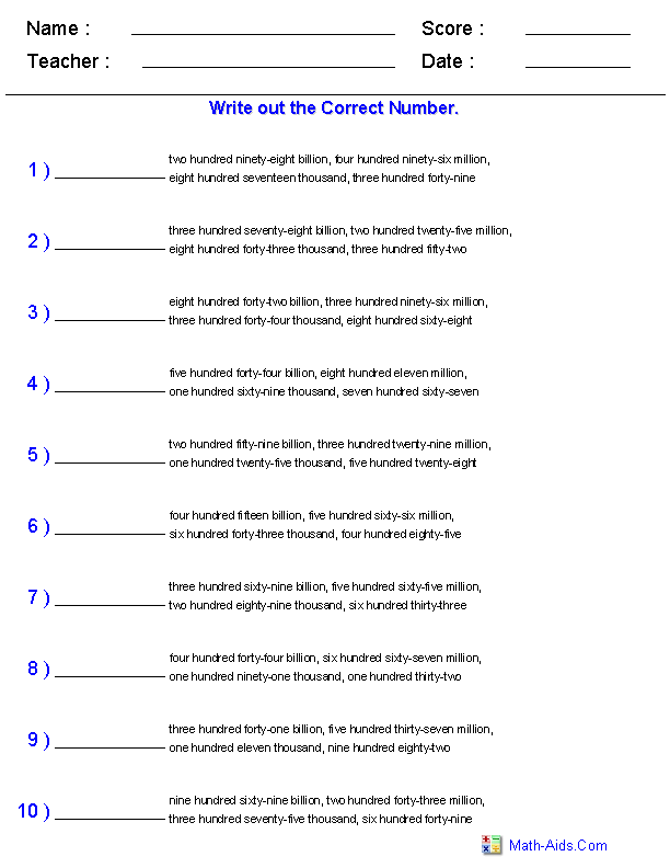 Place Value Worksheets Place Value Worksheets For Practice Place Value Worksheets Place Value Worksheets For Practice
