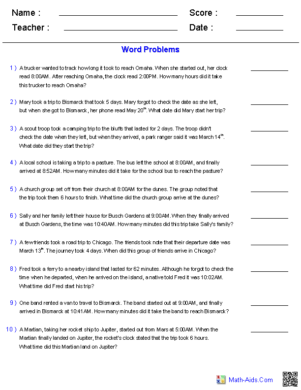 Grade 4 Time Word Problem Worksheets K5 Learning Elapsed Time 4th 